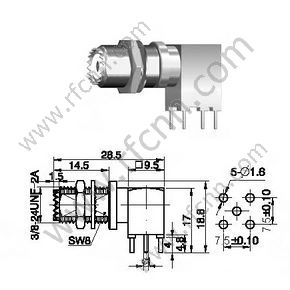 Mini UHF FEMALE RIGHT ANGLE FOR PCB RF Connector from China ...